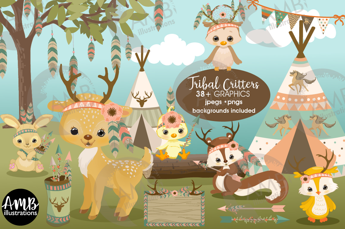 Forest animals, Woodland critters, graphic illustration