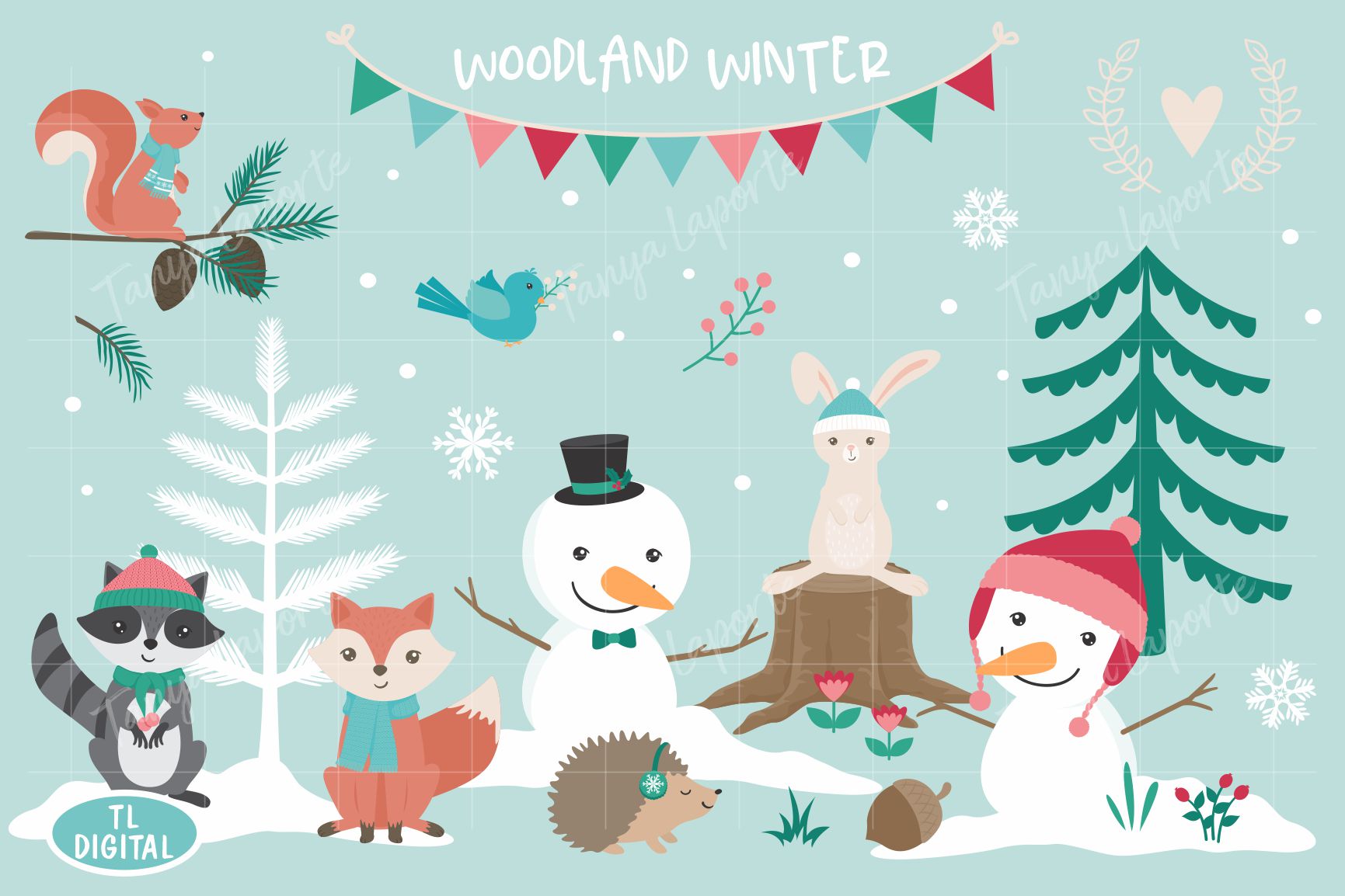 Woodland Winter Graphic Collection - 40 Illustrations - PNG