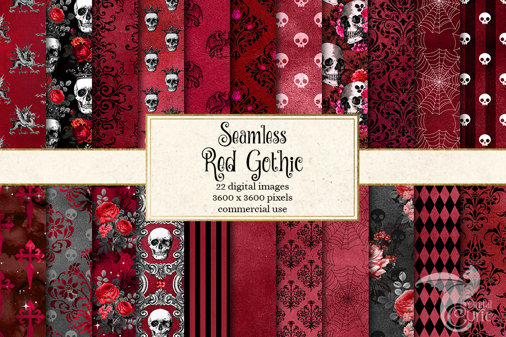Seamless Red Gothic Digital Paper