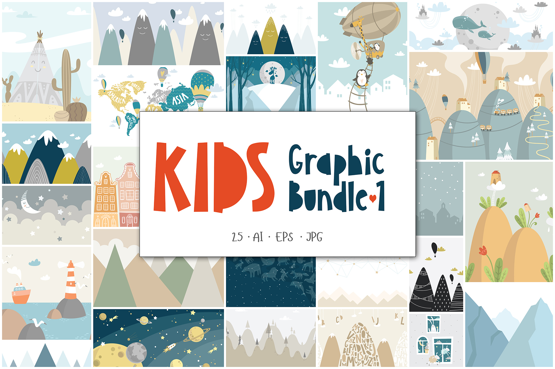Kids Graphic Bundle - 1 (64951) | Illustrations | Design Bundles