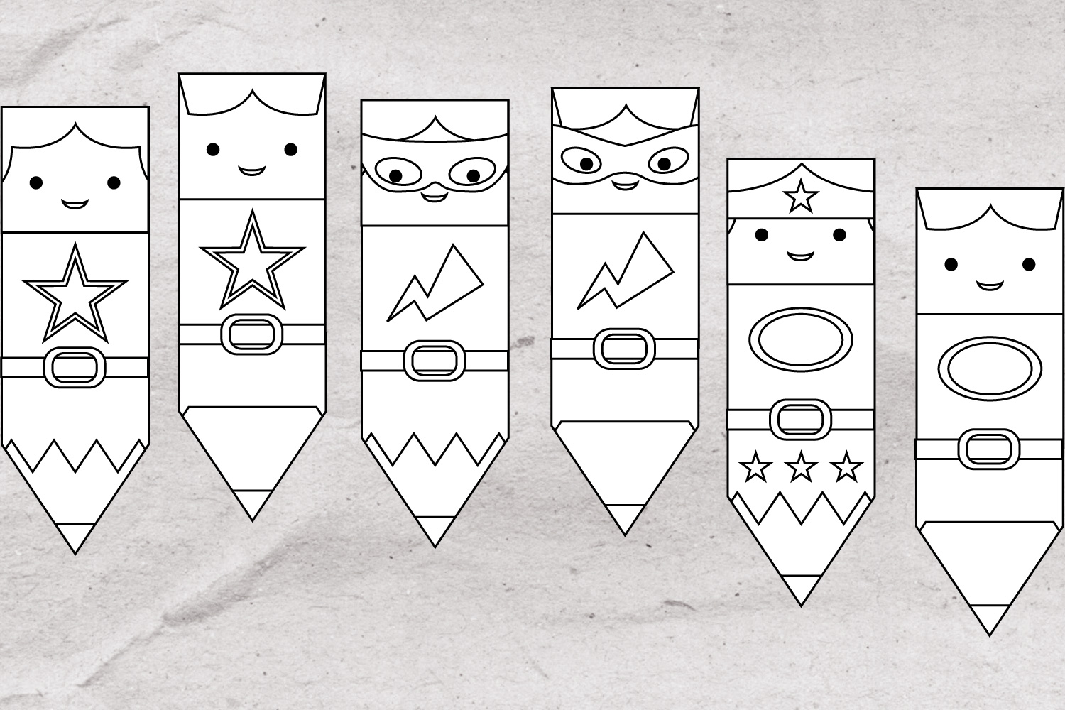 Superhero character pencils clipart, back to school graphics