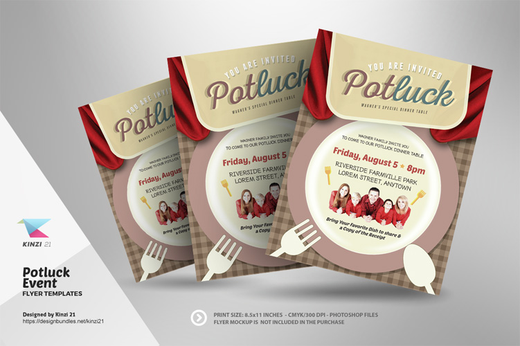Potluck Event Flyer Templates (223811) | Flyers | Design Bundles