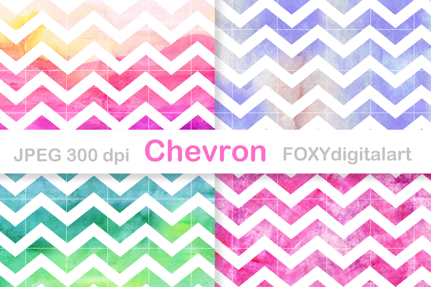 Watercolor Chevron Background Zigzag Digital Paper