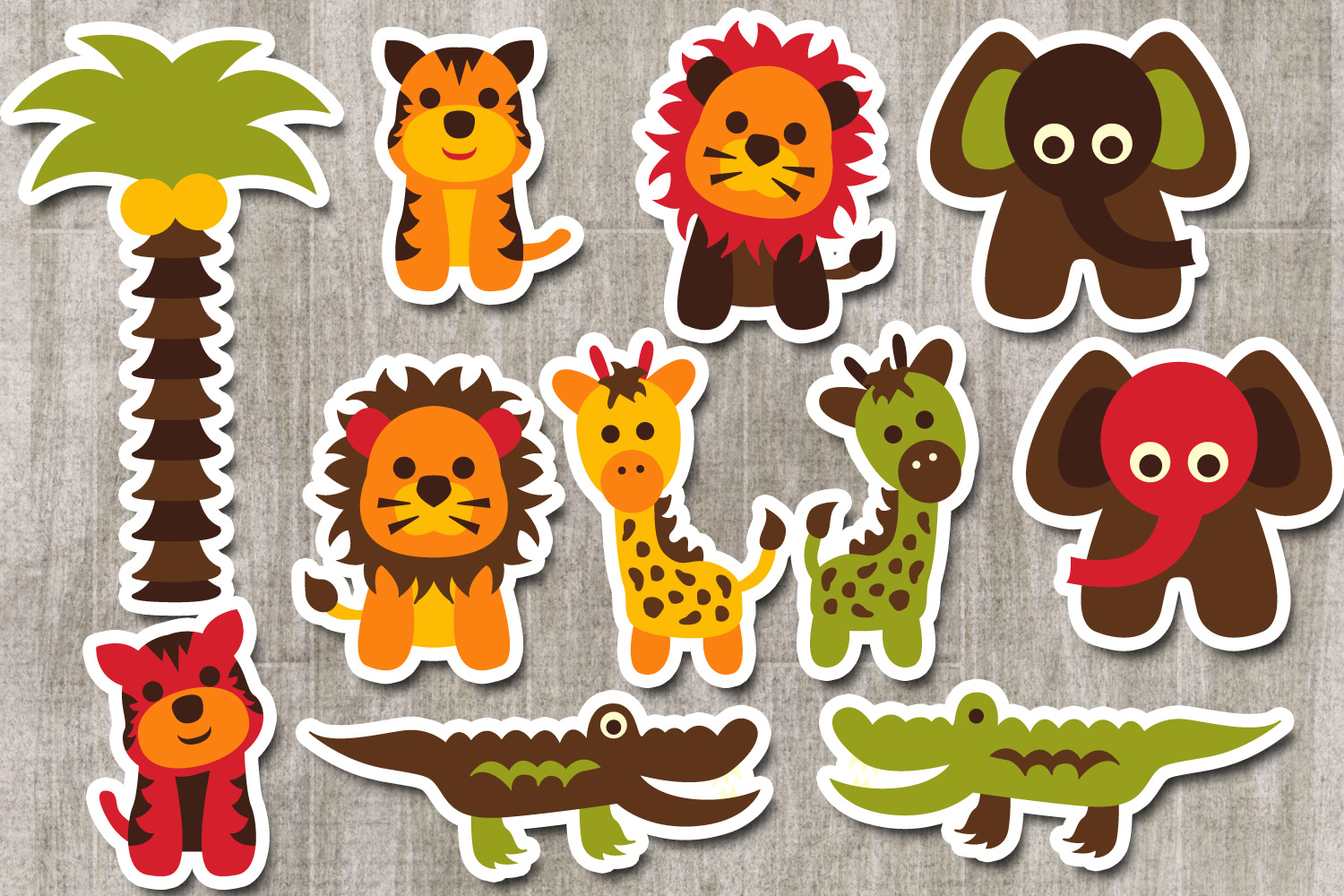 Retro Safari Wild Jungle Animals graphics (79199) | Illustrations ...