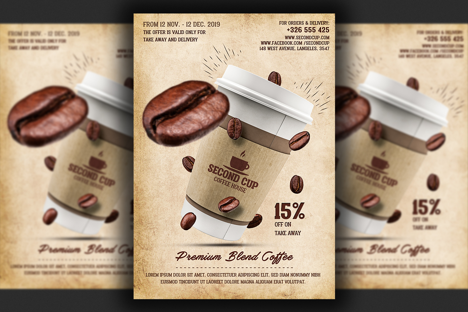 Coffee Shop Promotion Flyer Template (280023) | Flyers | Design Bundles