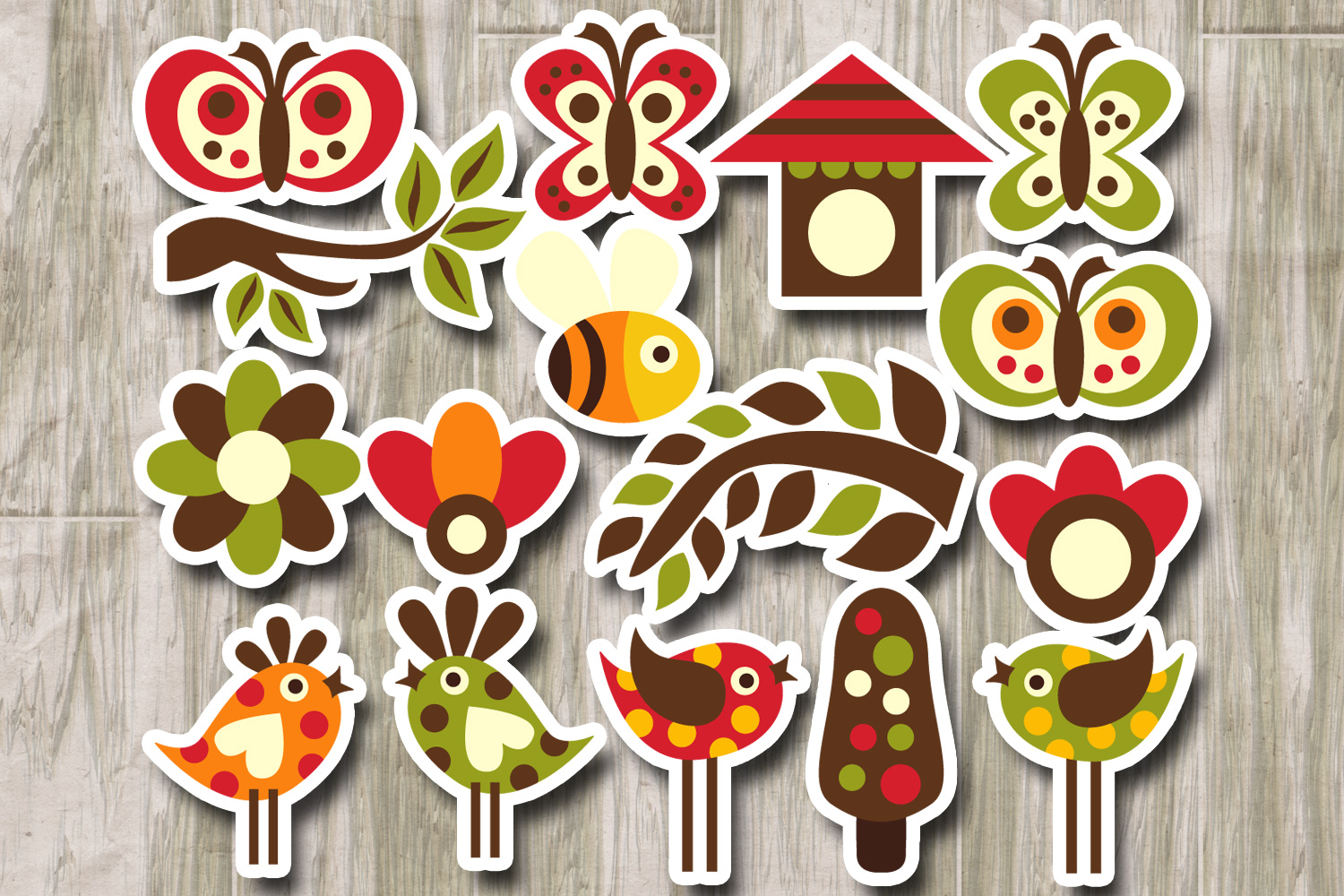 Spring garden birds clip art graphics (84519) | Illustrations | Design ...