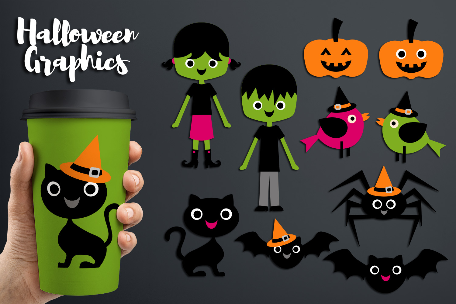 Halloween kid clipart graphics, friends