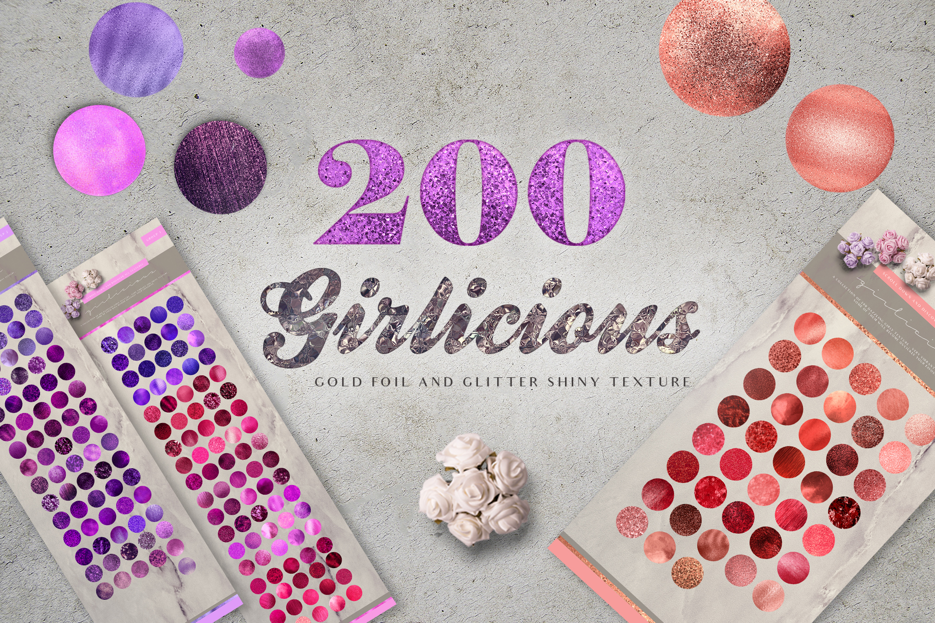 200 Glitter,Rose Gold Girly Textures