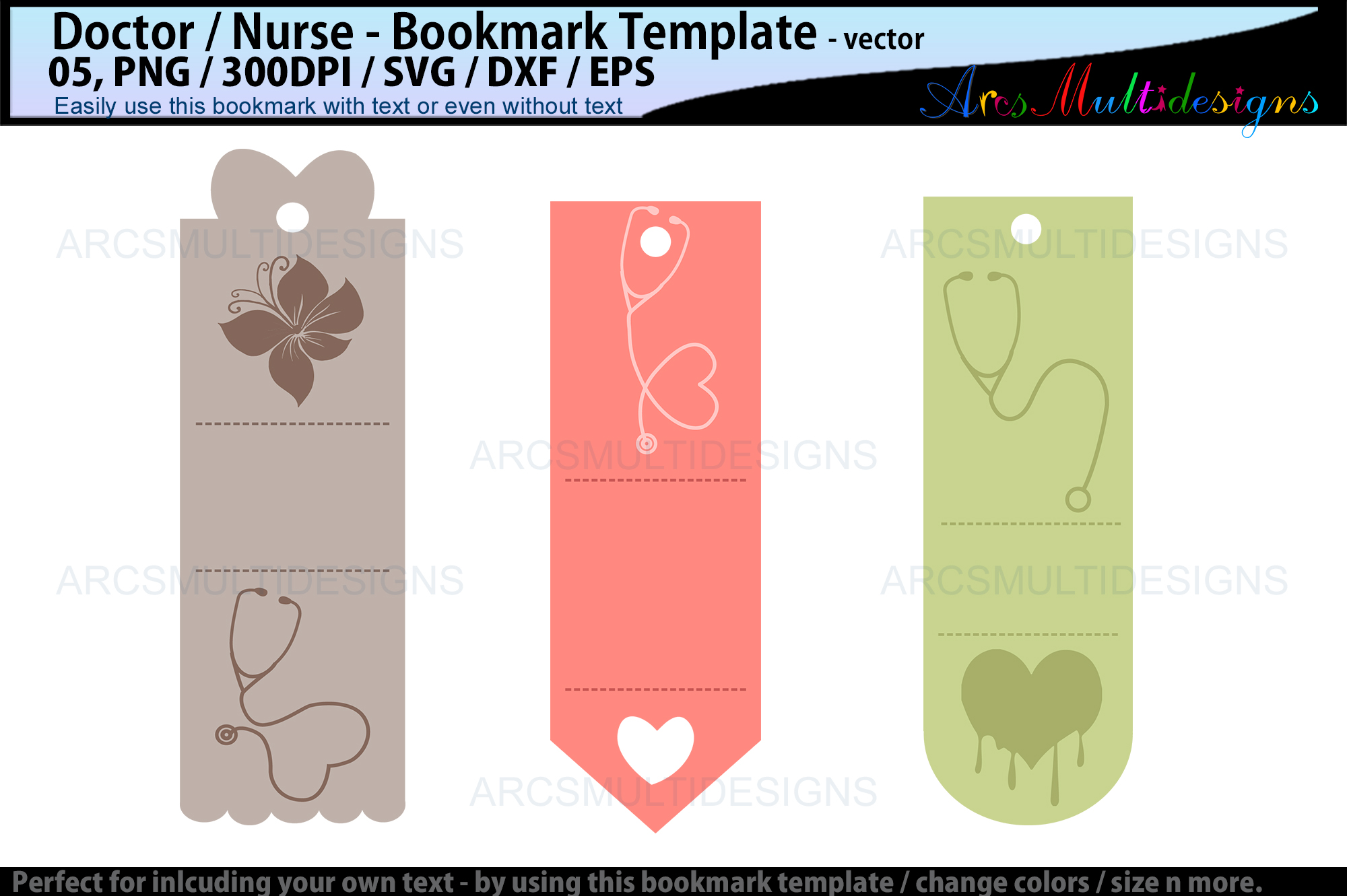 Doctor Bookmark template / Nurse bookmark template