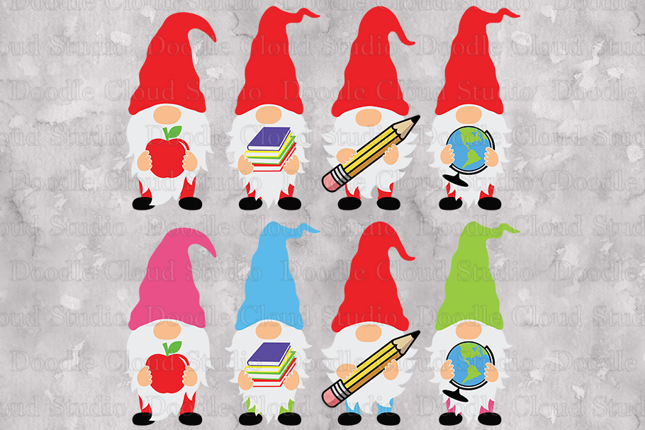 School Gnomes SVG Cut Files, School Gnome Clipart, Student.