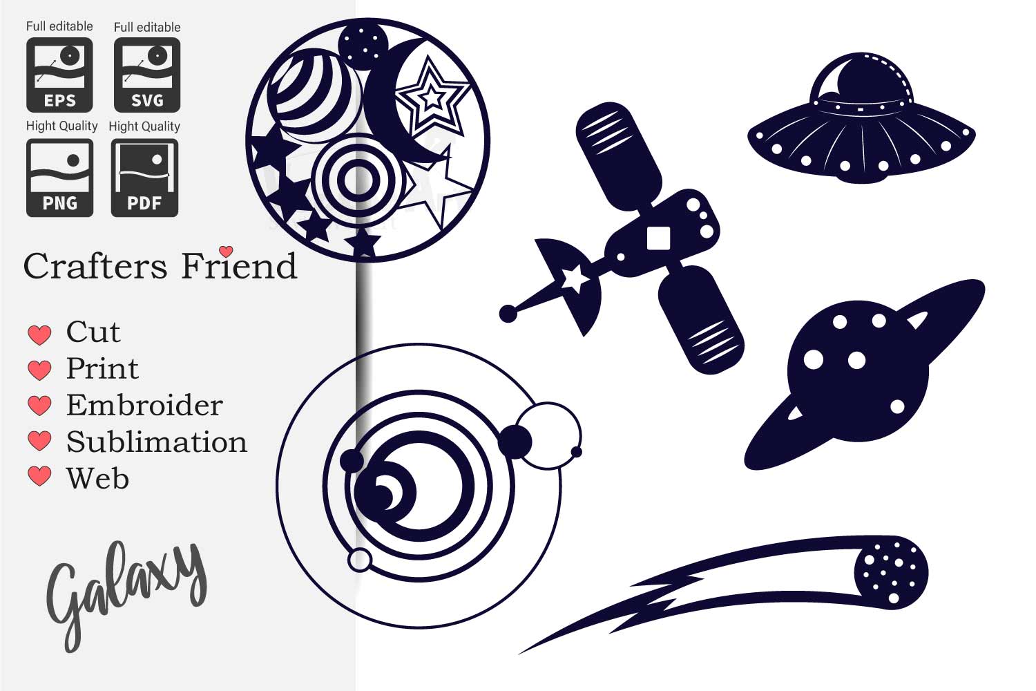 Space Collection SVG - Cut Files for Beginners