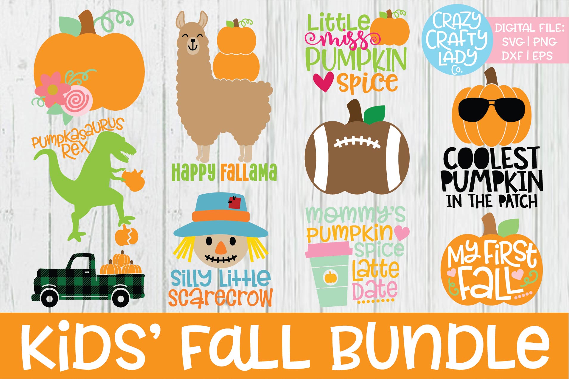 Kids' Fall SVG DXF EPS PNG Cut File Bundle (342449) | Cut Files ...