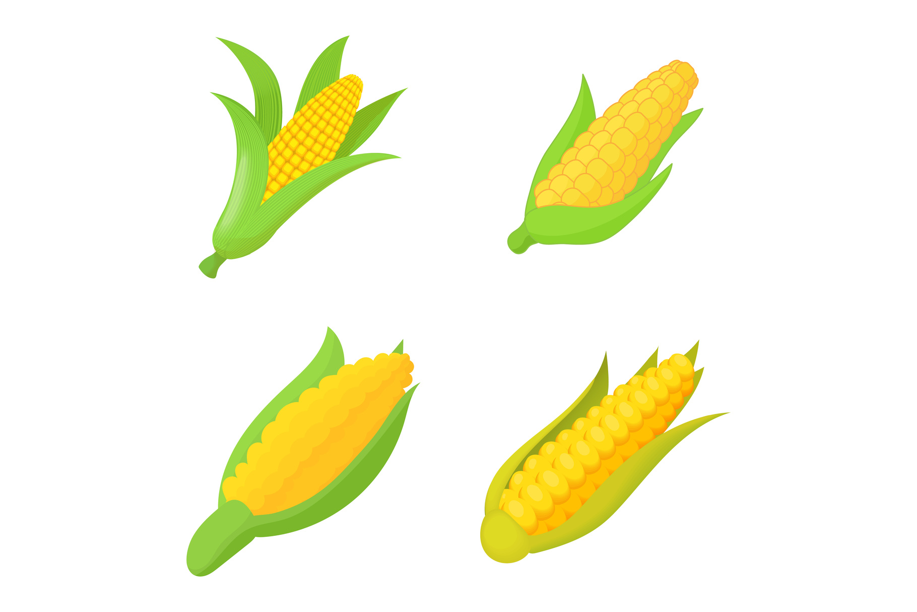 Maize icon set, cartoon style