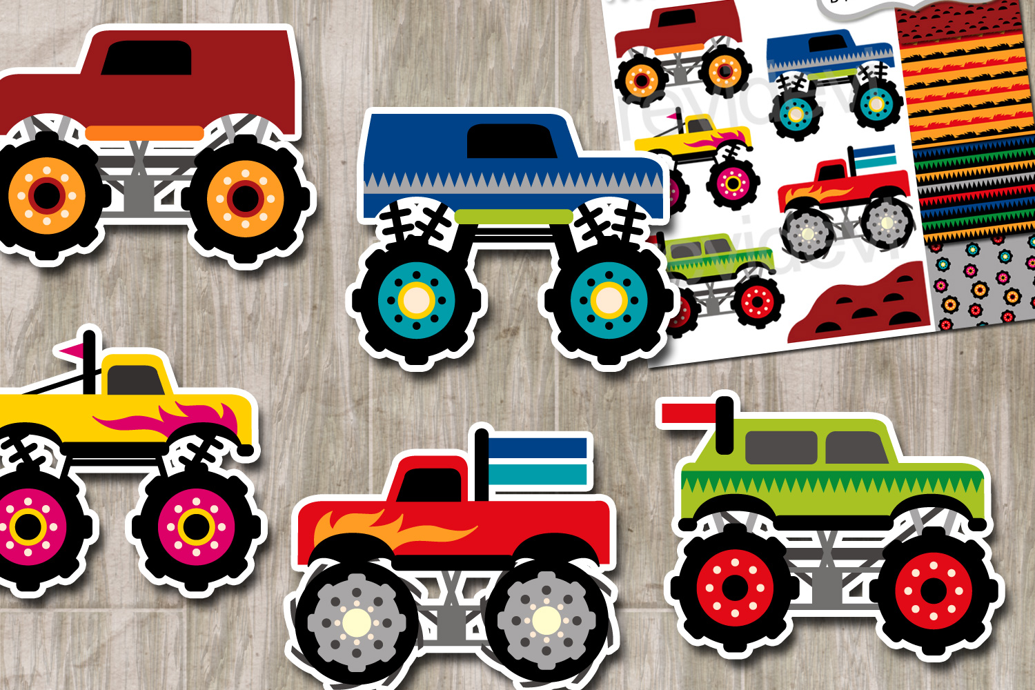 Monster trucks graphics and illustrations (74337) | Illustrations ...