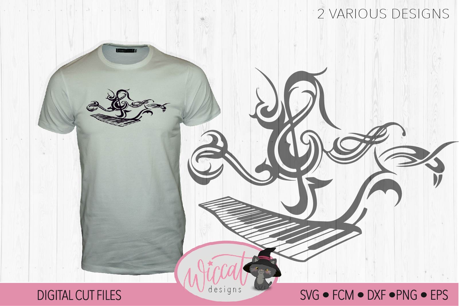 Piano tribal design with music notes, Music treble clef,