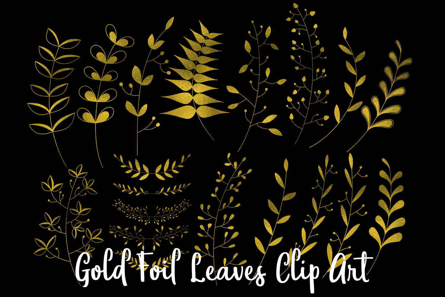 Gold Foil Leaves Clip Art