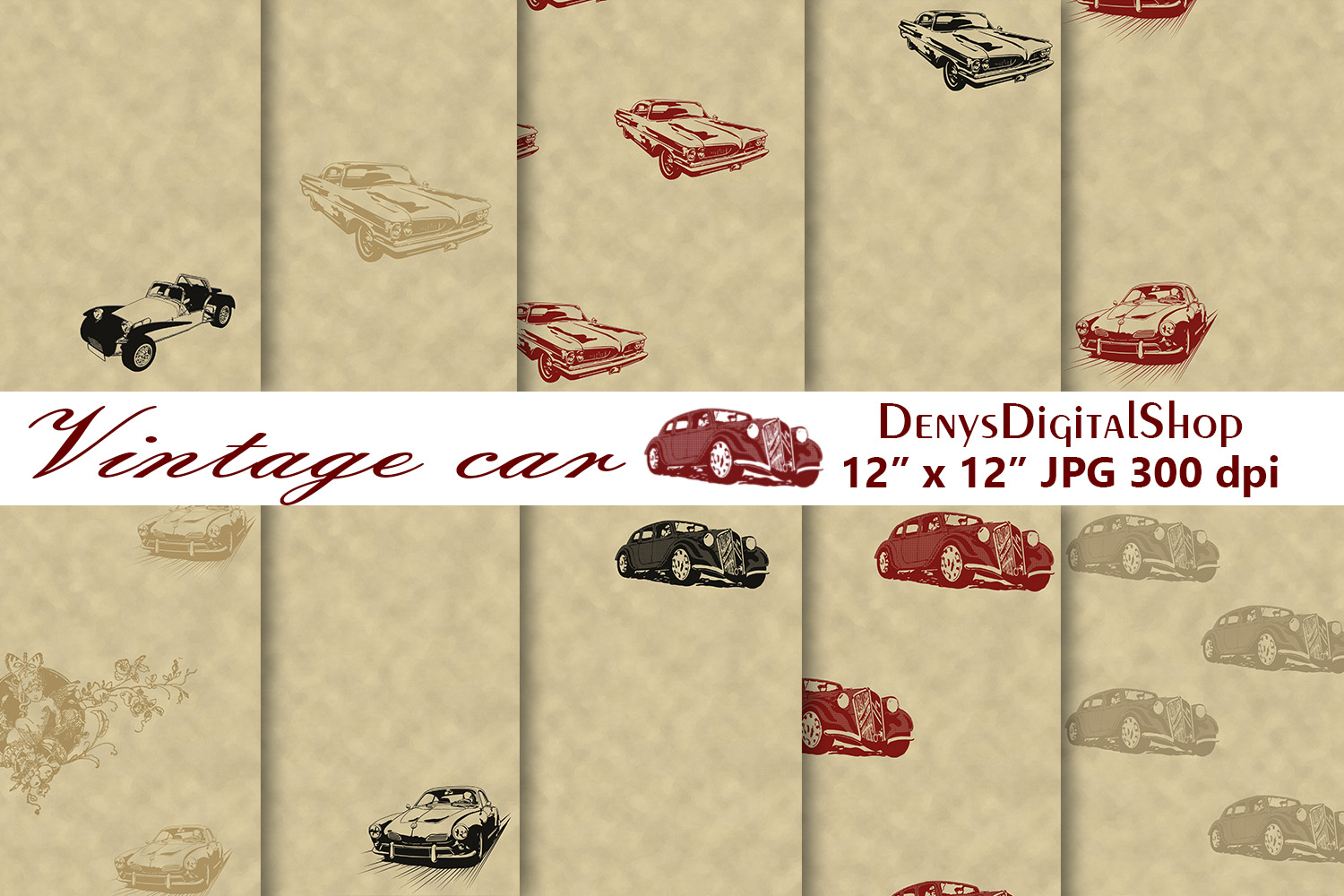 Vintage Digital Paper, Vintage Digital Prints, Vintage, OFF