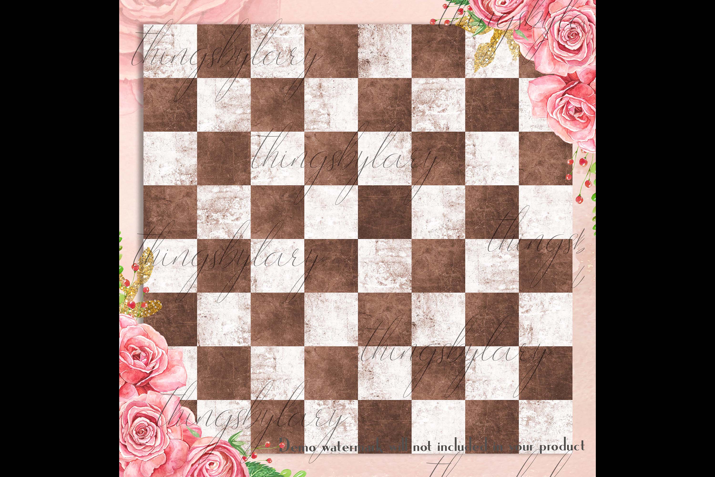 100 Seamless Vintage Checkered Chess Board Digital Papers (300426 ...