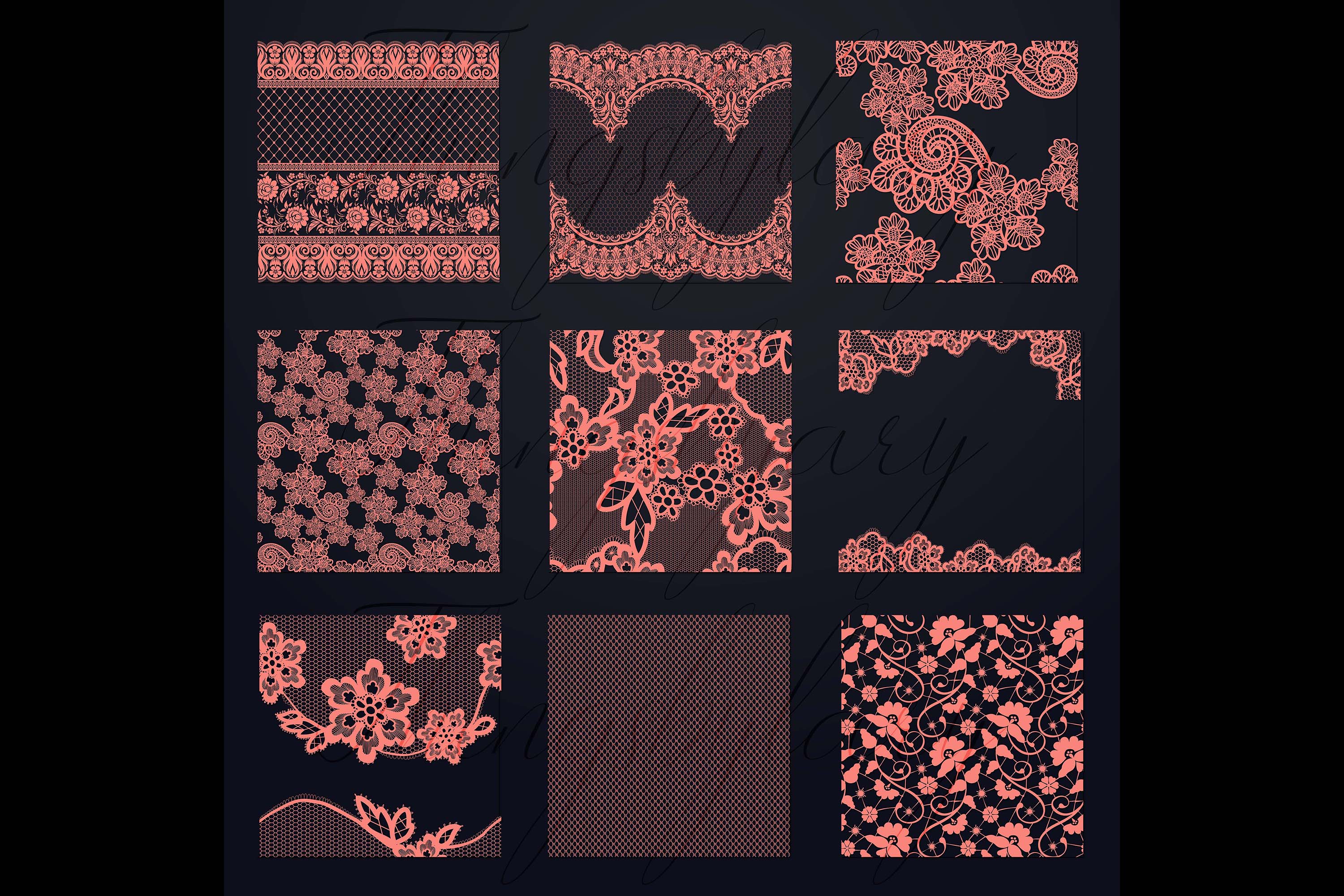 4 Sets of Lace Border Frame Overlay Transparent Images PNG
