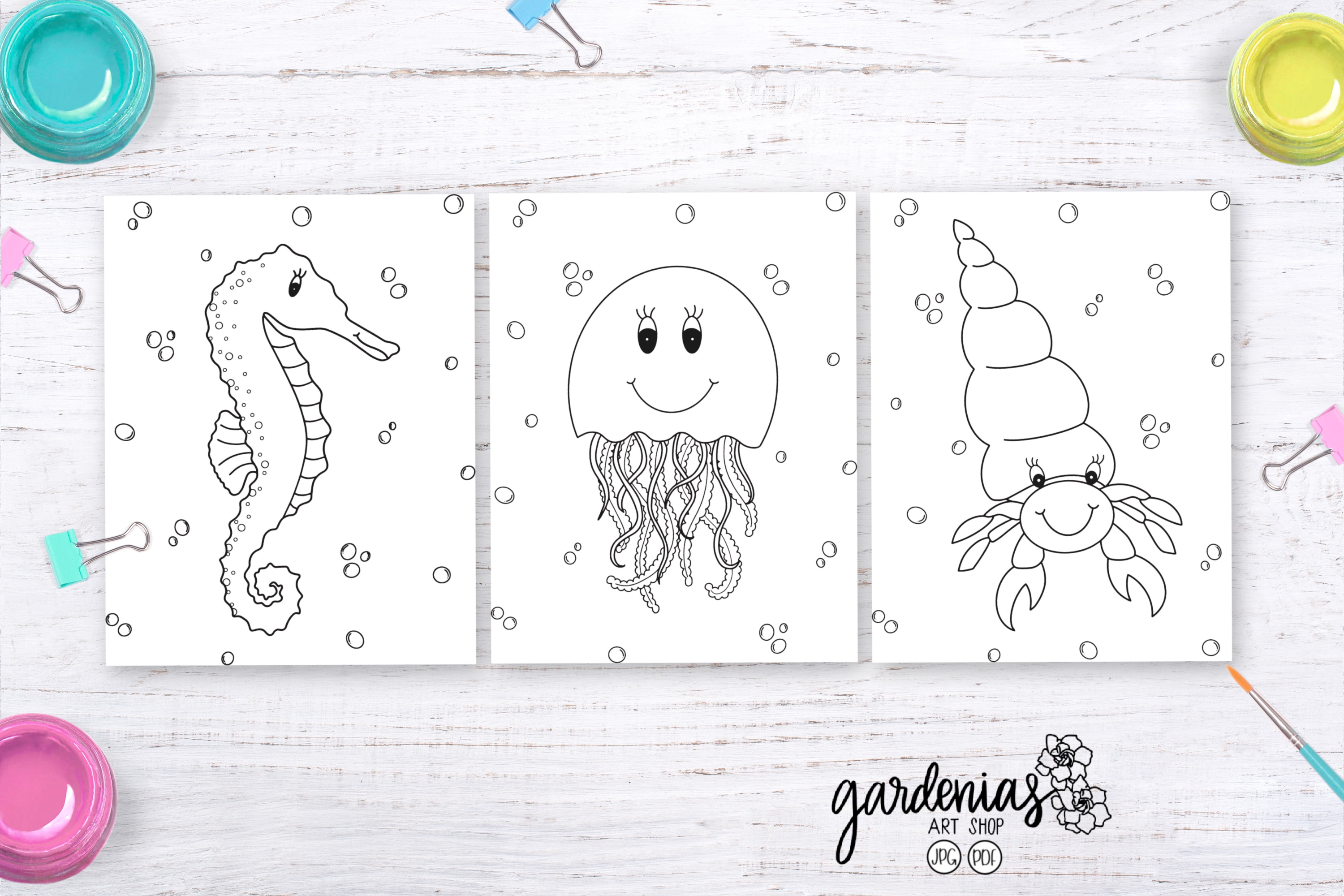 Sea Animals Coloring Pages | Ocean Life Digital Coloring (518366 ...