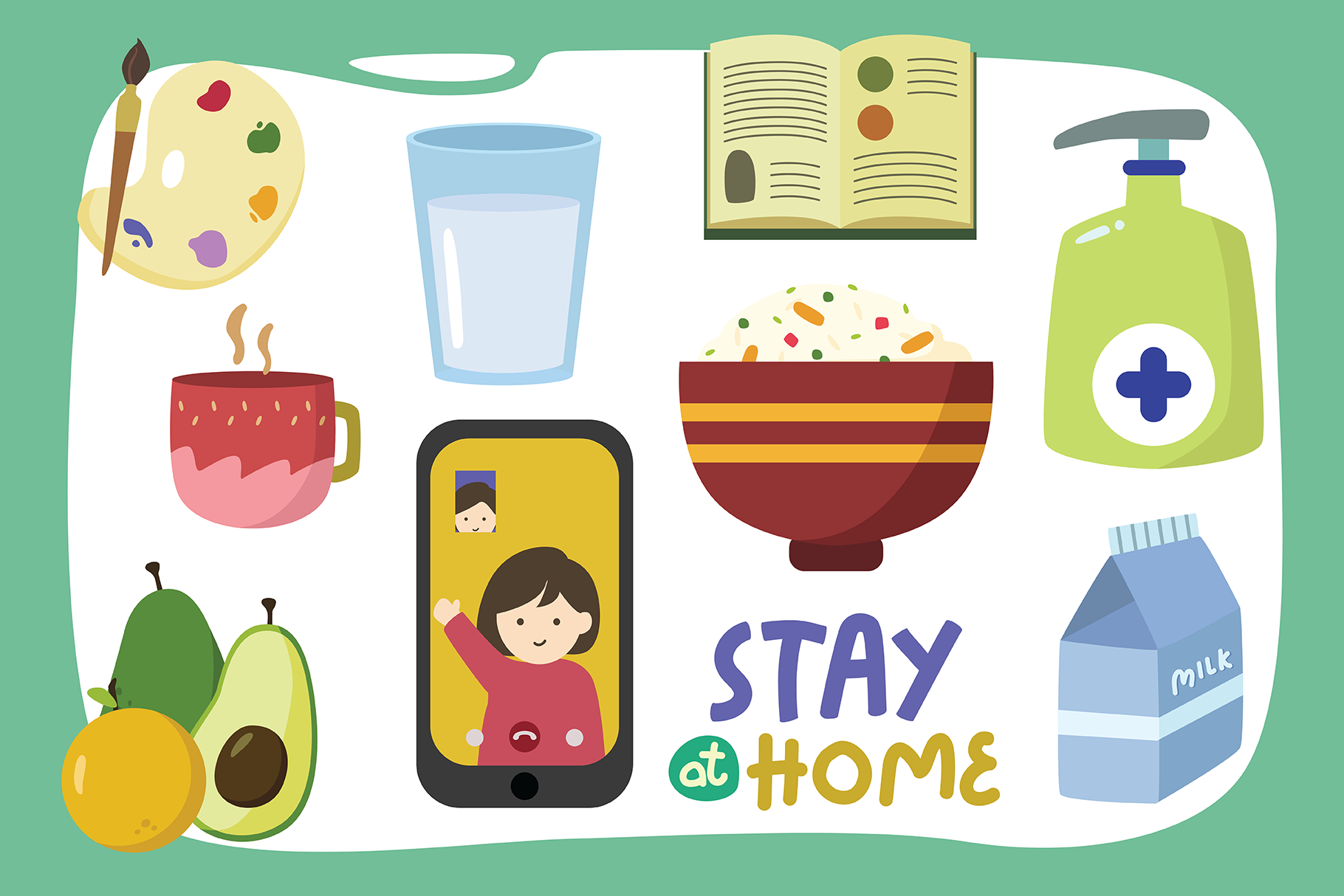 Stay at Home Vector Clipart Pack (533899) | Illustrations | Design Bundles