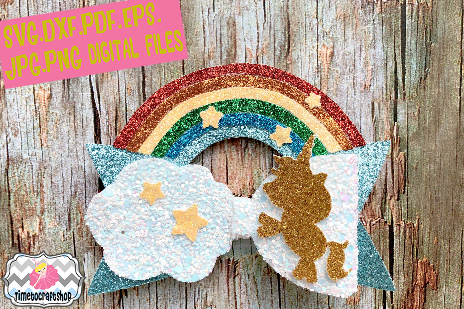 Magical Unicorn Rainbow Hair Bow Template (163050) | SVGs | Design Bundles