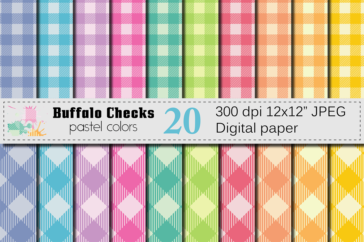 Buffalo Plaid Pastel Digital Paper / Buffalo Checks Pastel backgrounds