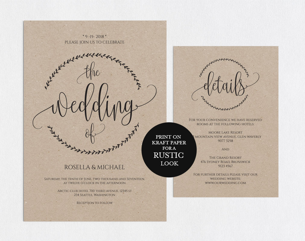 wedding invitation set portrait template TOS_2 (181315) | Card and ...