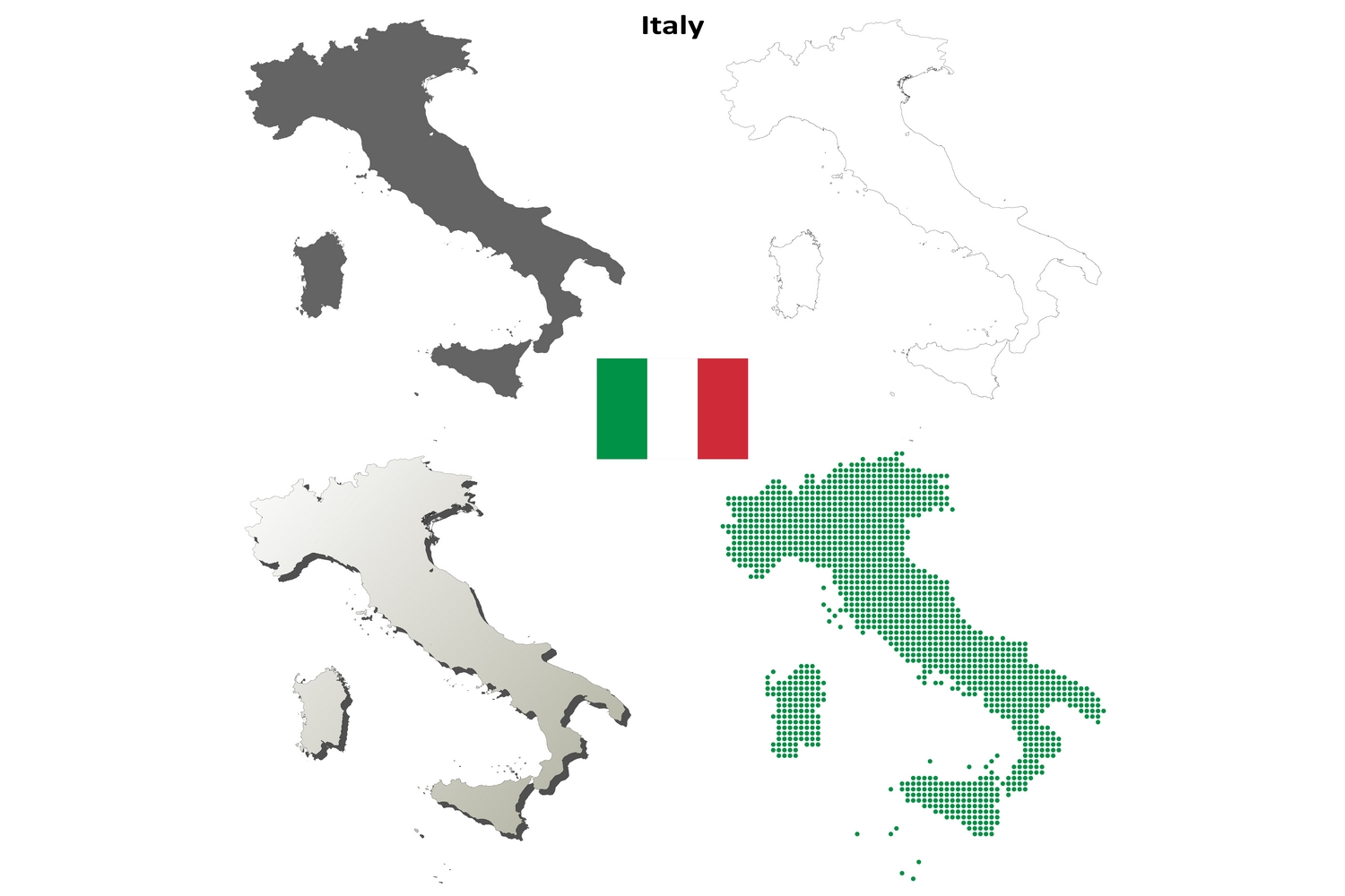 Italy outline map set (319961) | Illustrations | Design Bundles