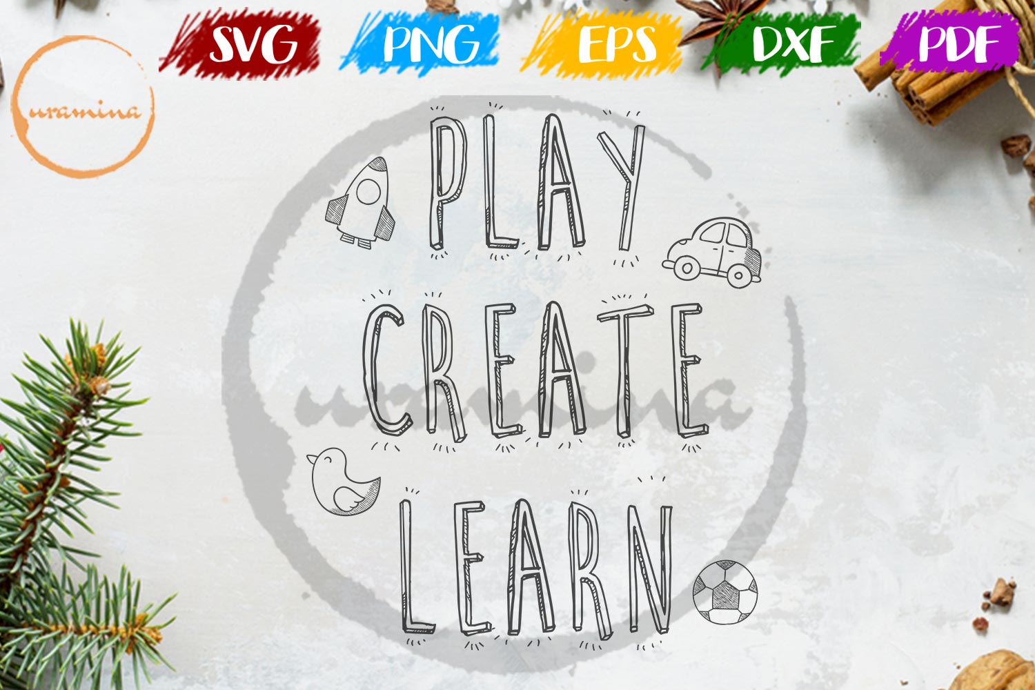 Play Create Learn Kids Room Sign SVG PDF PNG (169041) | SVGs | Design ...