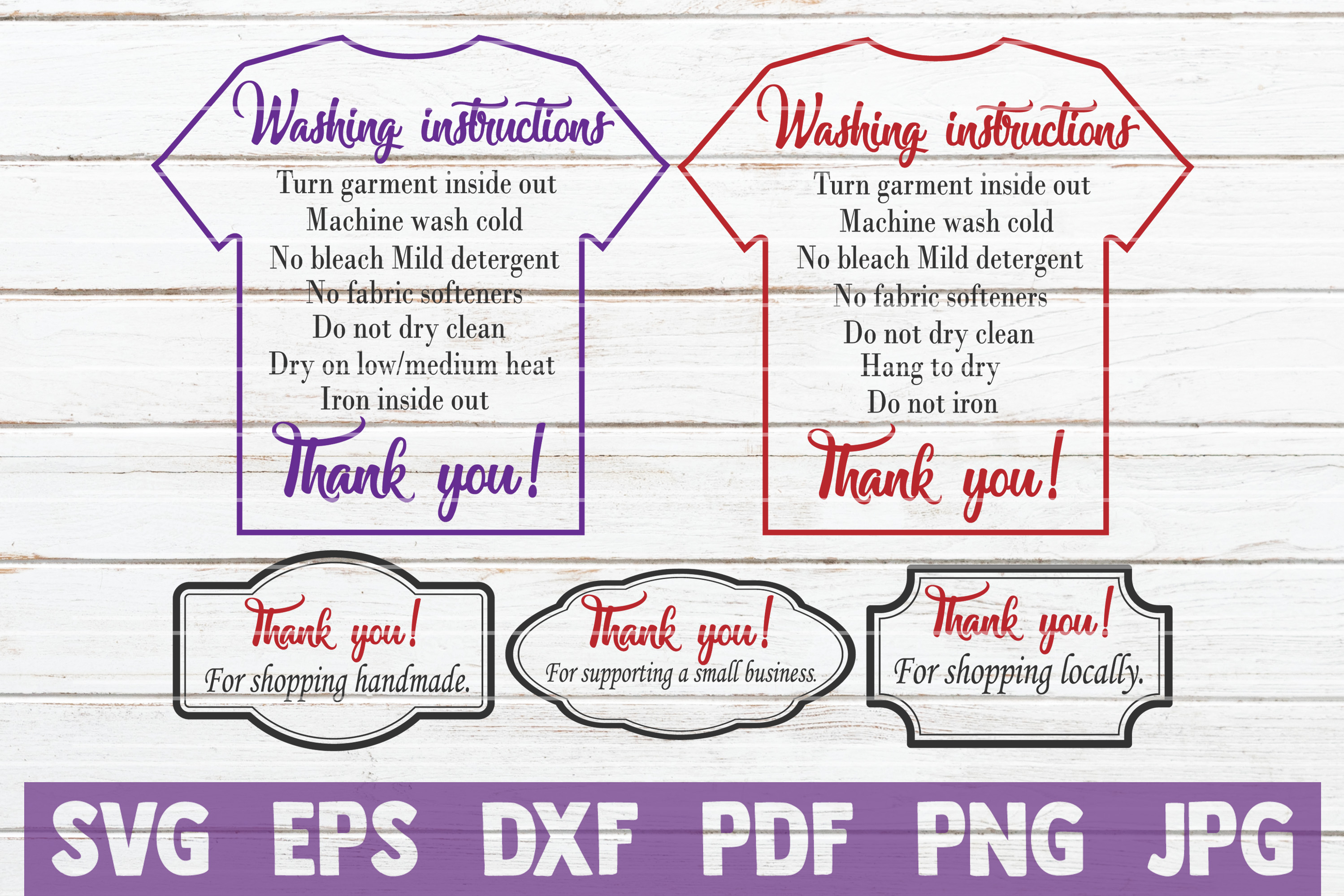 Shirt Care Card SVG Cut Files Washing Instructions 217910 Cut Files Design Bundles