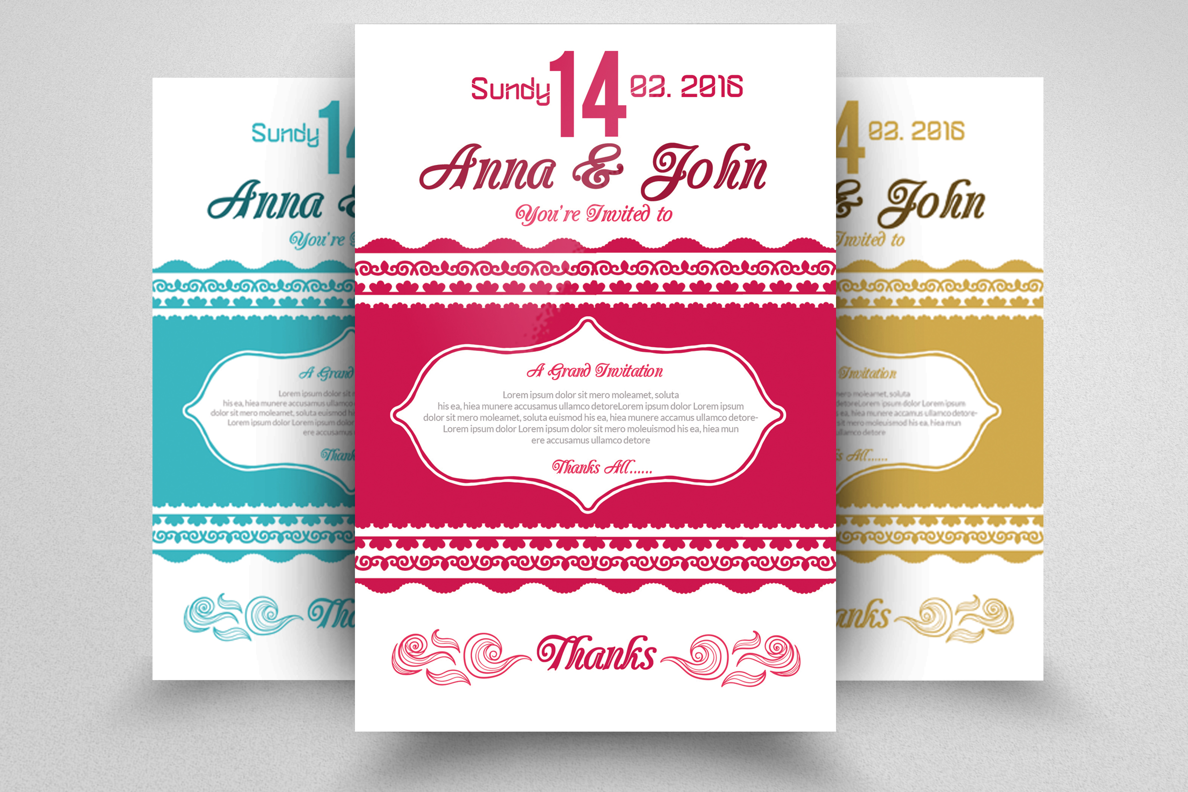 Wedding Invitation Flyers (70200) | Flyers | Design Bundles