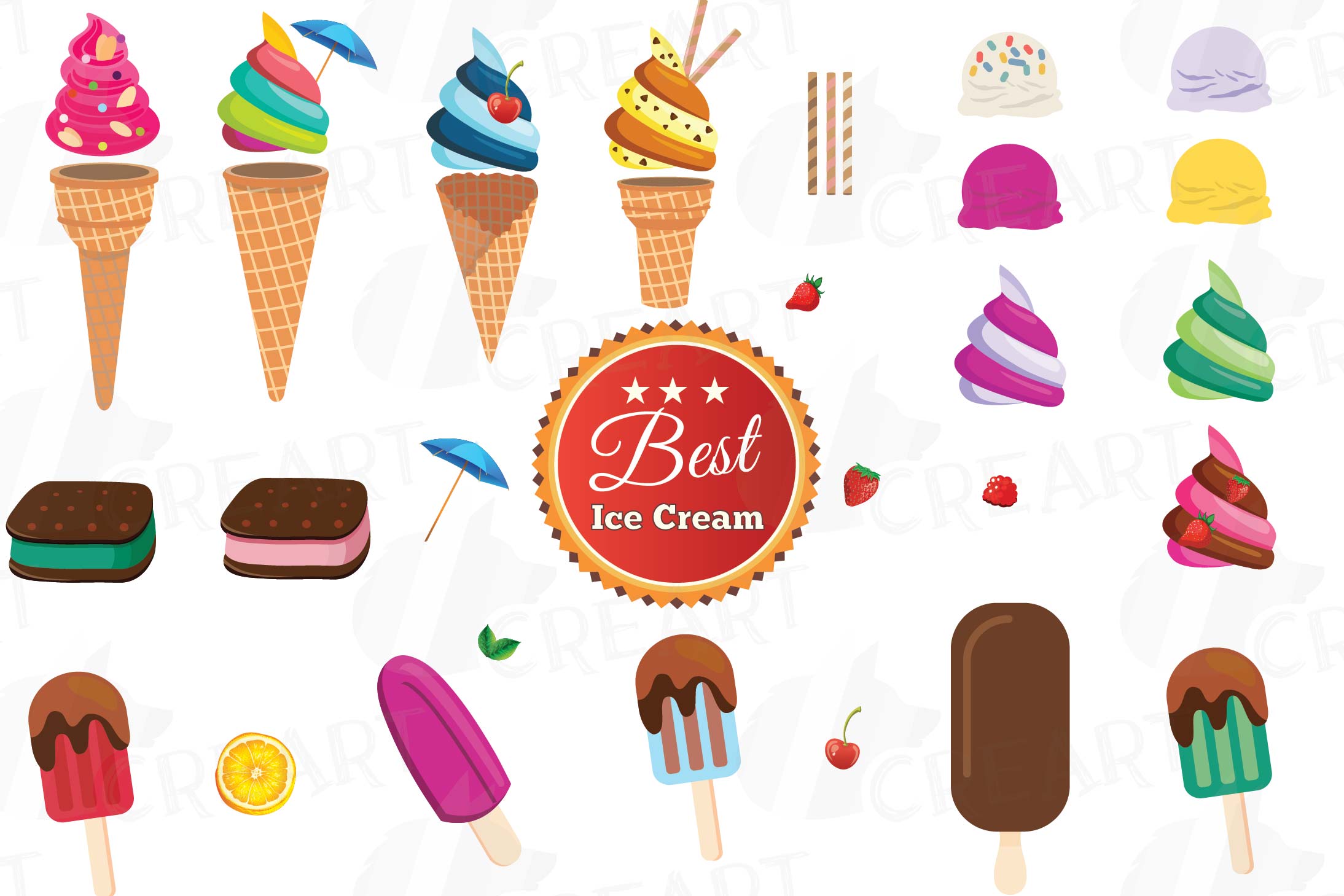 Ice Cream party Clipart collection, delicious. DIY ice-cream (108079 ...