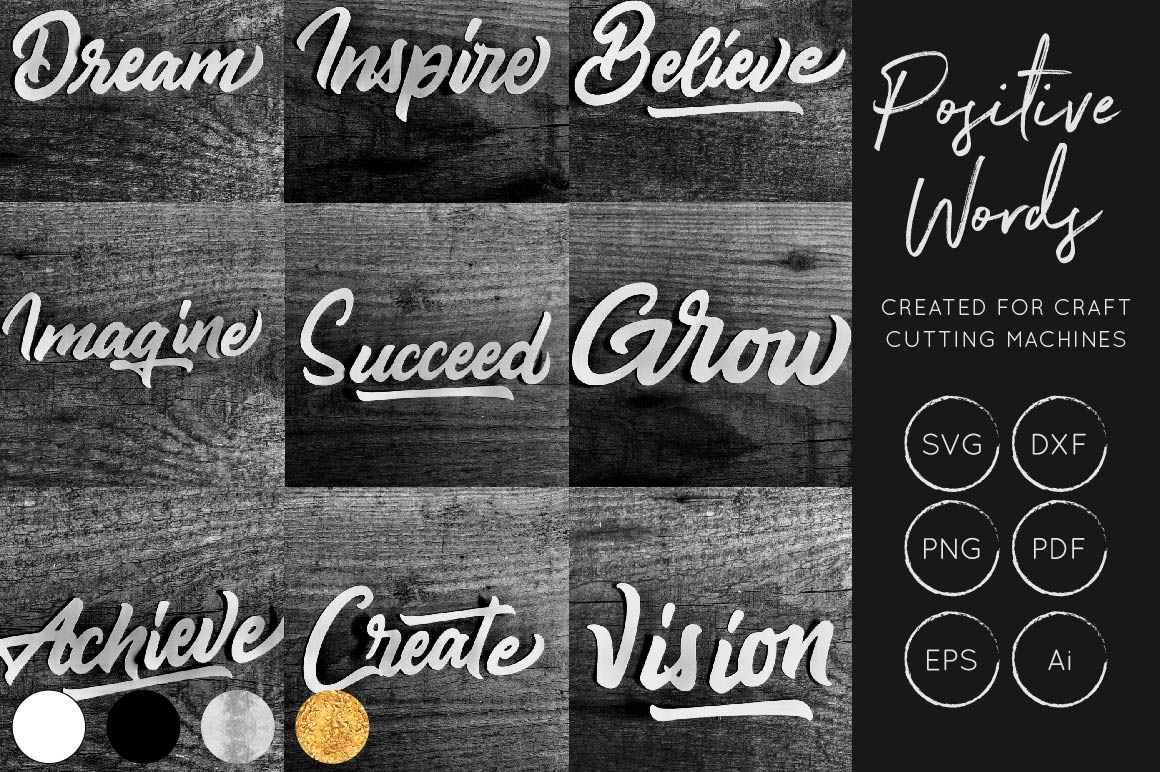 Positive Words SVG Bundle - Craft Cut Files