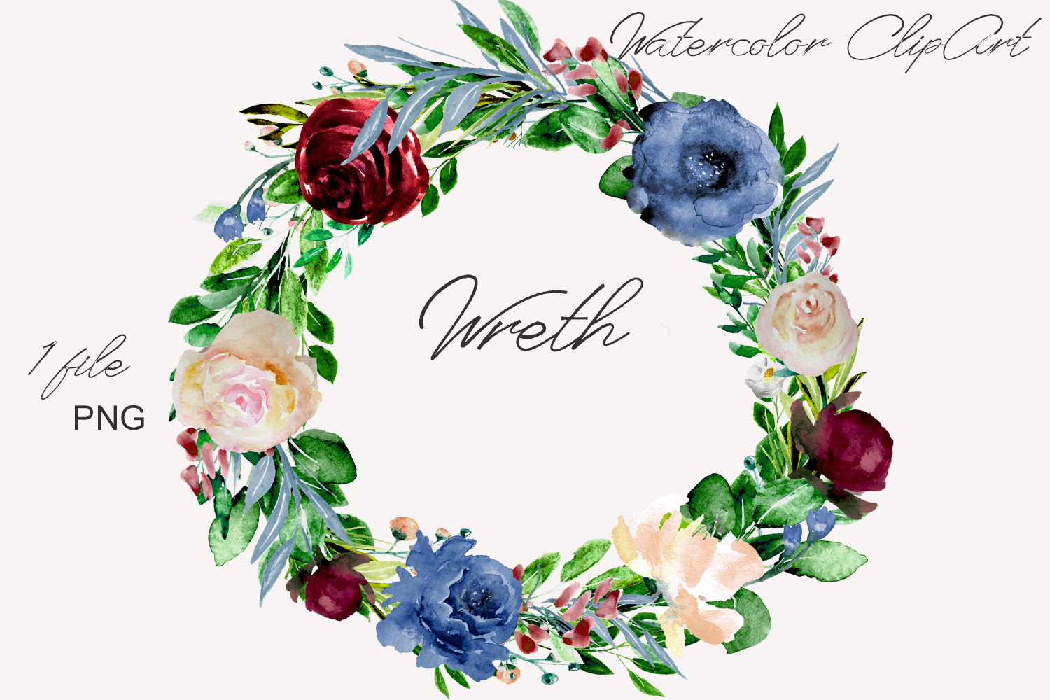 Watercolor Floral Wreath clipart