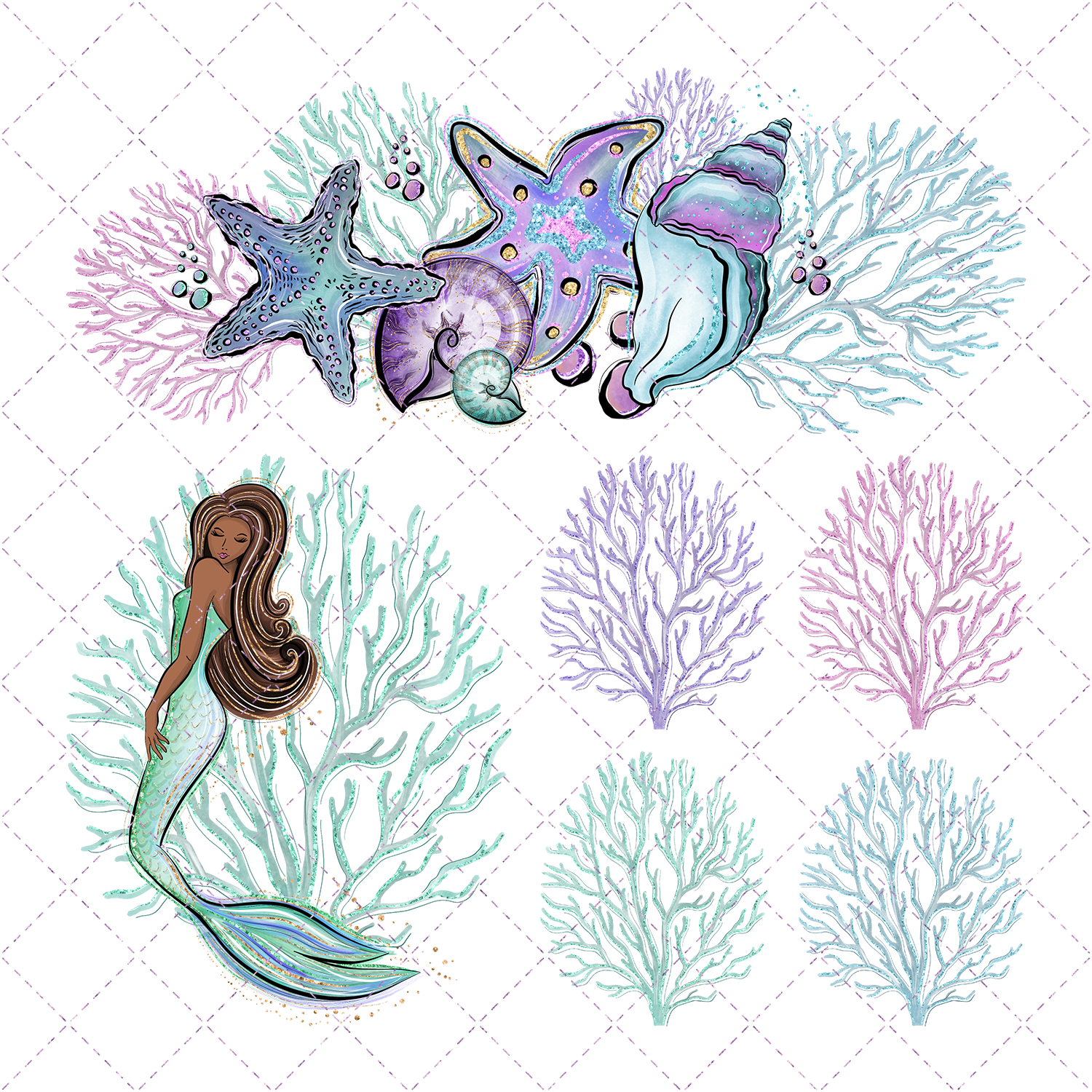 Watercolor Mermaid Clip Art