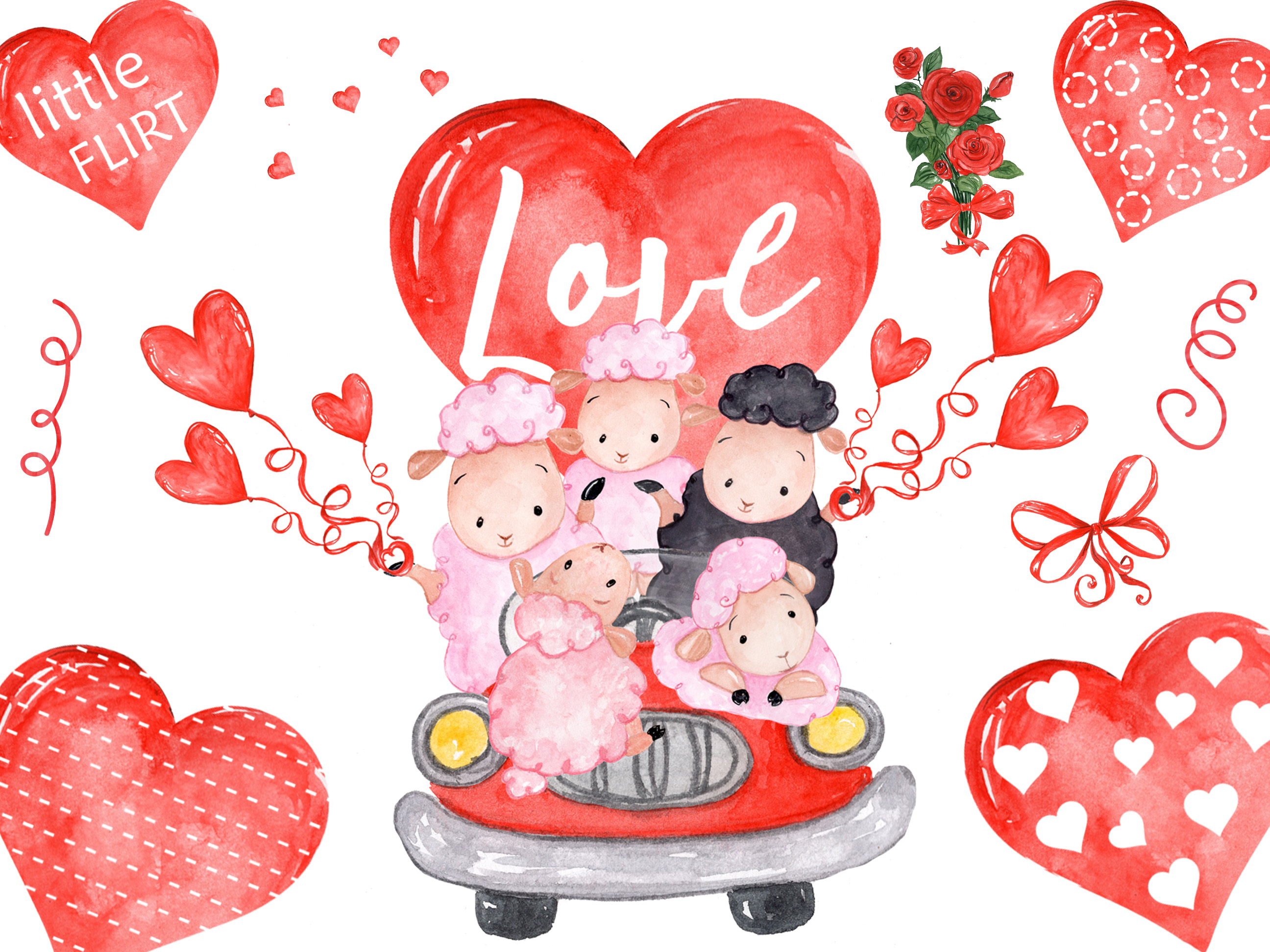 Valentine's Day Cute sheep clipart