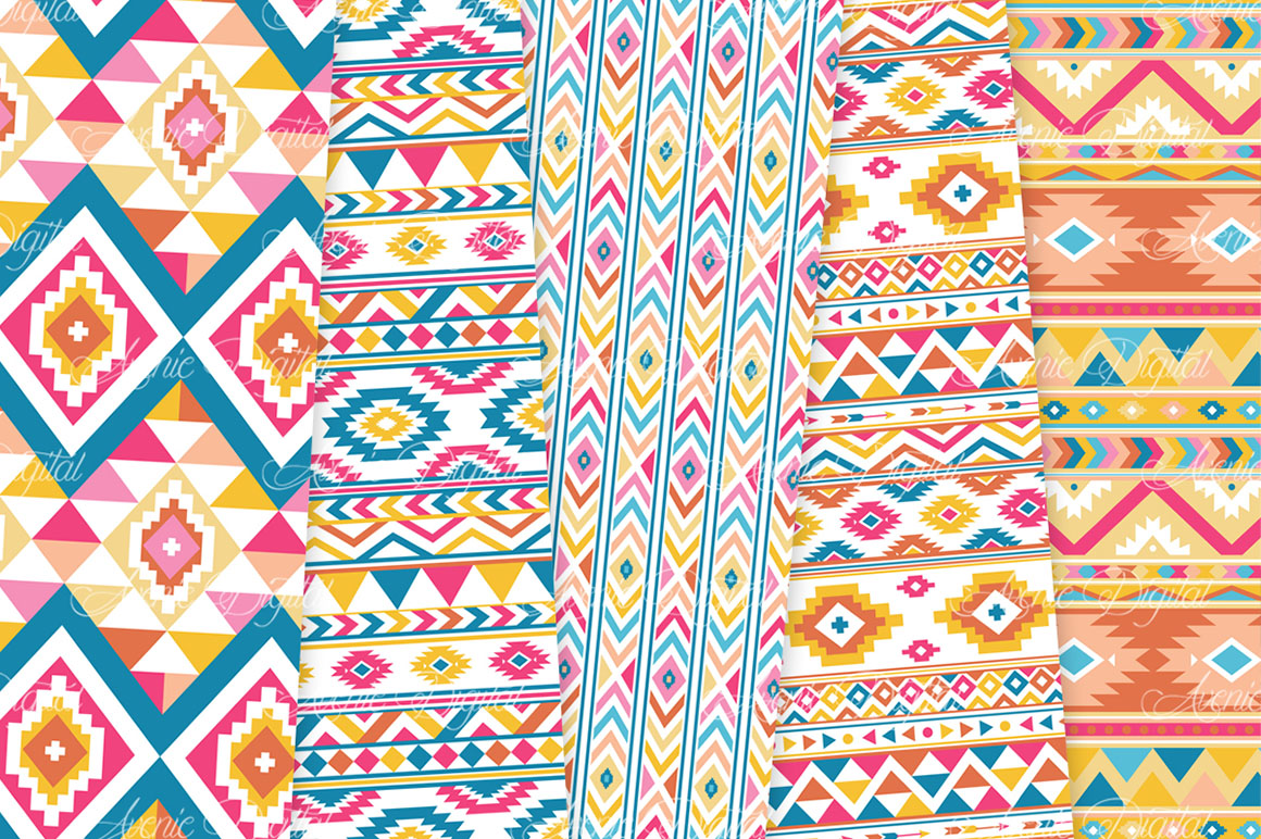Colorful Boho Seamless Pattern (29208) | Backgrounds | Design Bundles