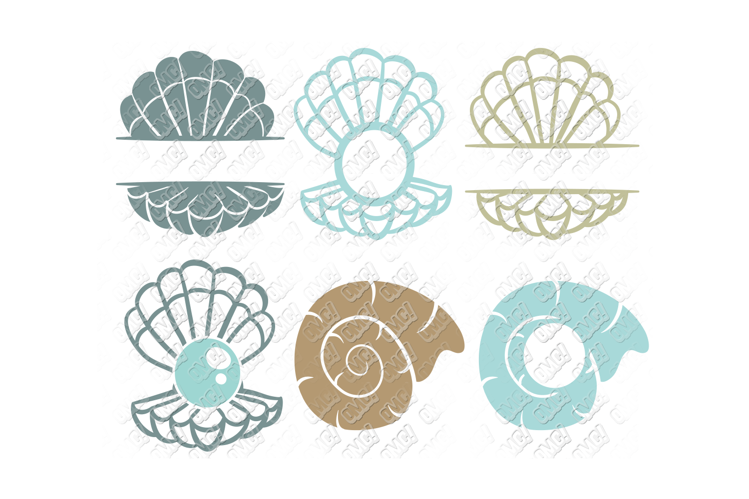 Sea Shell SVG Monogram Bundle in SVG/DXF/PNG/JPEG/EPS (104764) | Cut ...