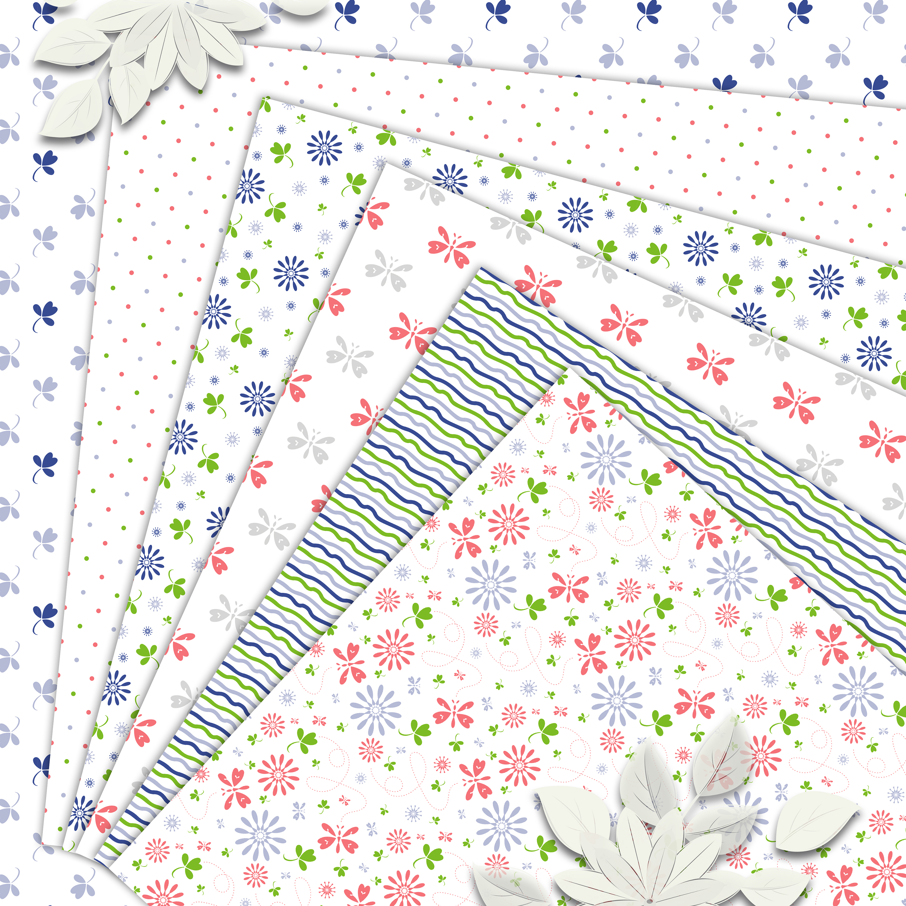 Summer patterns pink blue and green, Digital Scrapbook Paper (371587 ...