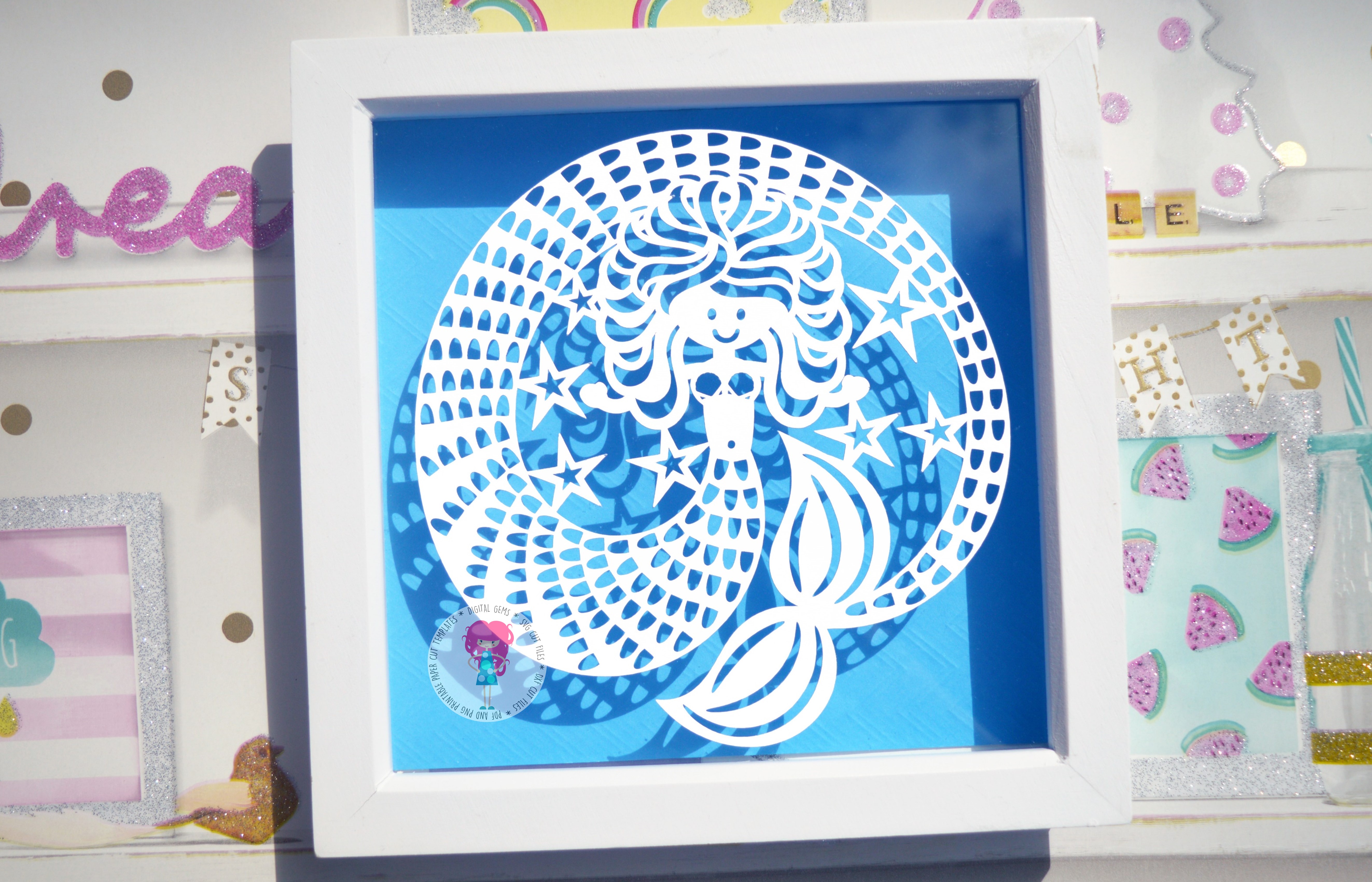 Mermaid paper cut SVG DXF EPS files (24990) | SVGs | Design Bundles