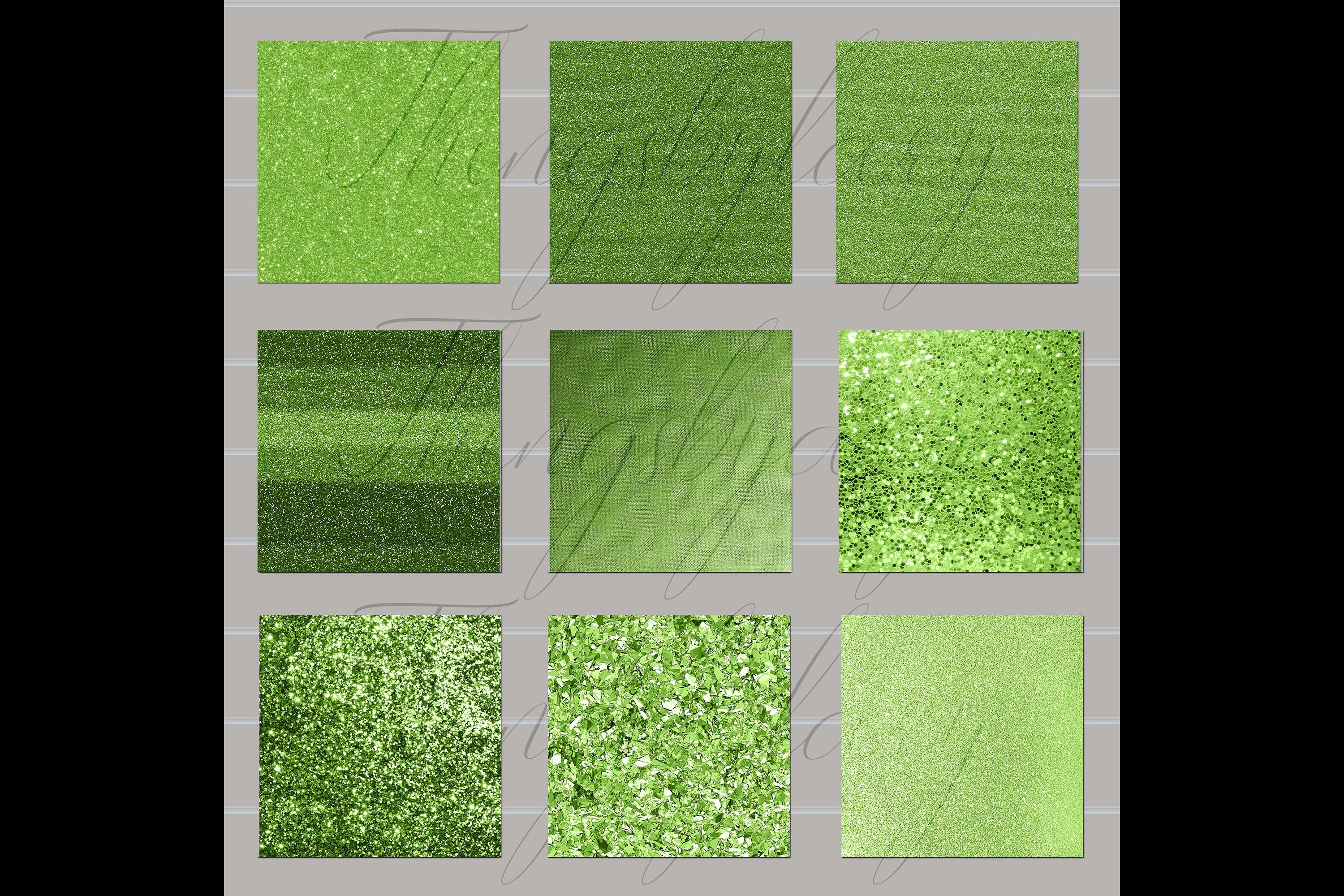 42 Greenery Glitter and Sequin Digital Papers 12 x 12 inch
