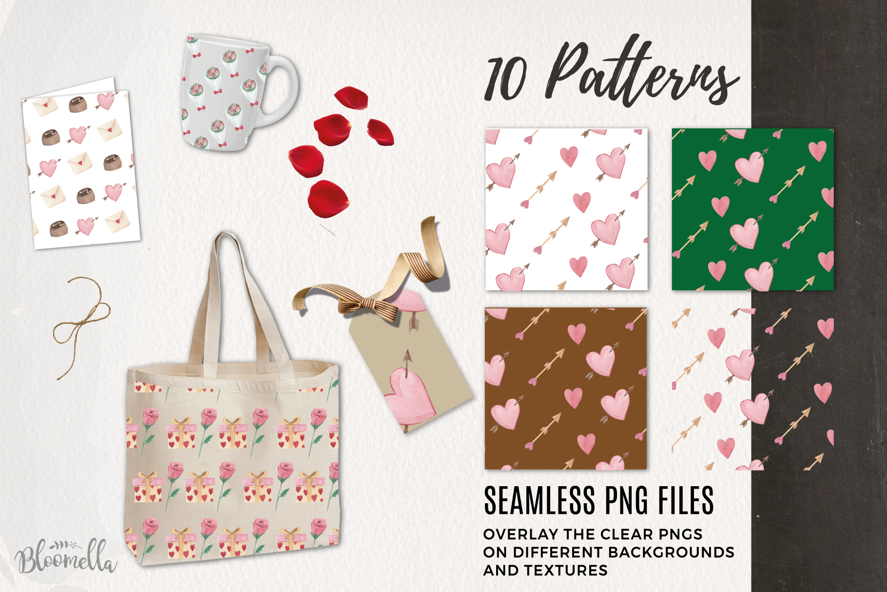 10 Seamless Valentines Patterns Digital Paper Watercolors