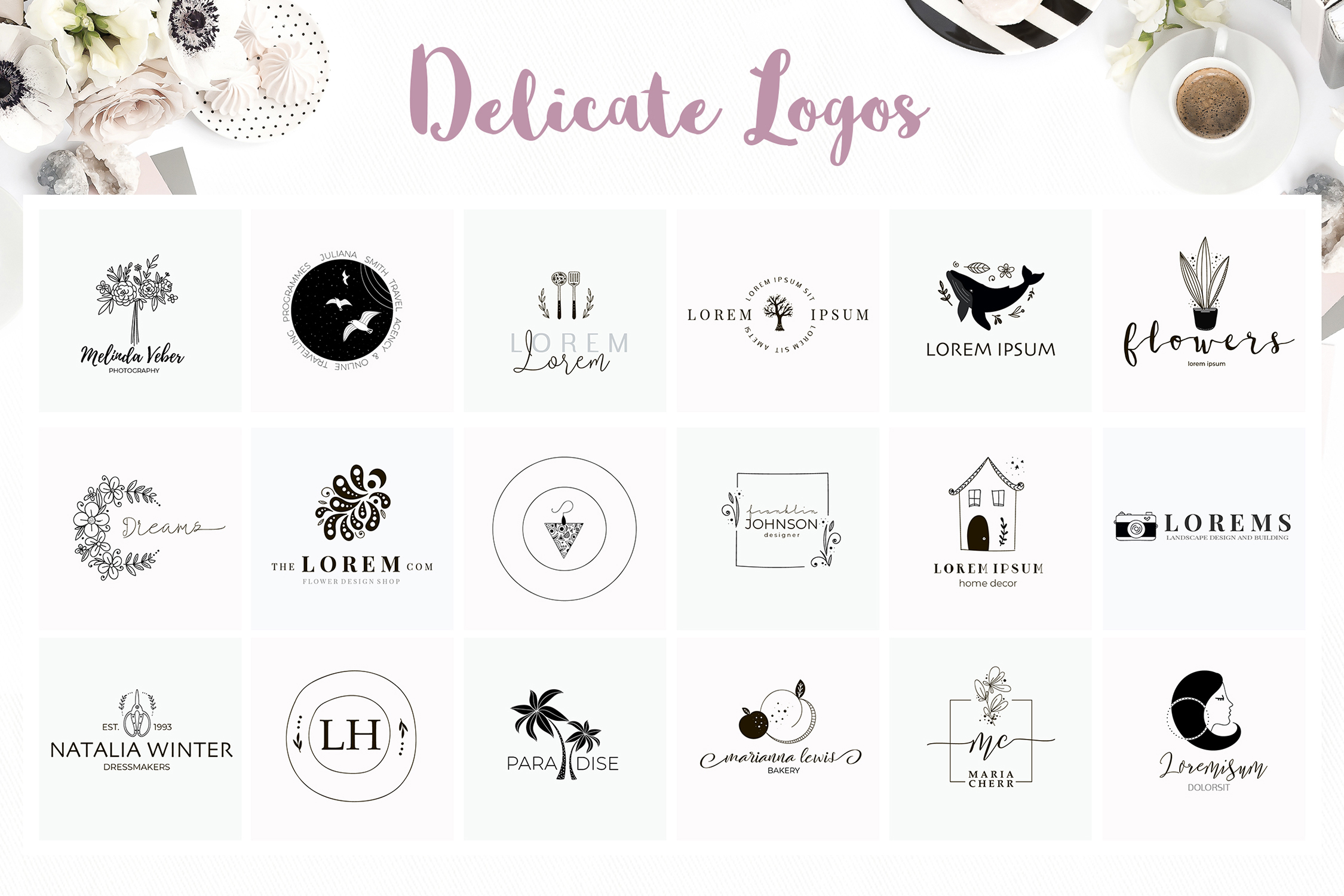 Delicate Logo Pack. Elements Logos