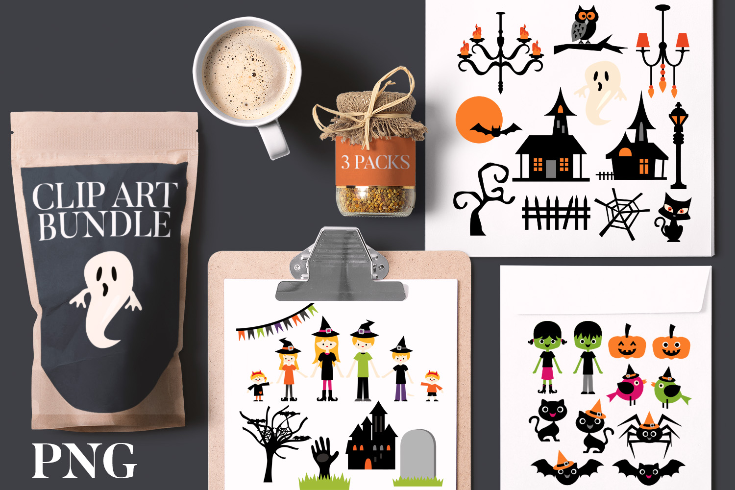 Halloween Clip Art Bundle - Family Haunted House (98906 ...