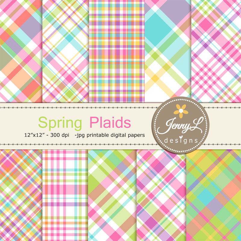 Spring Plaid Digital Papers