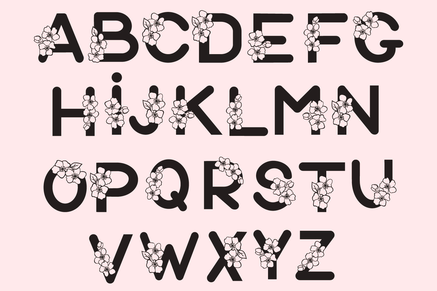 Cherry Blossoms Alphabet - SVG cut files