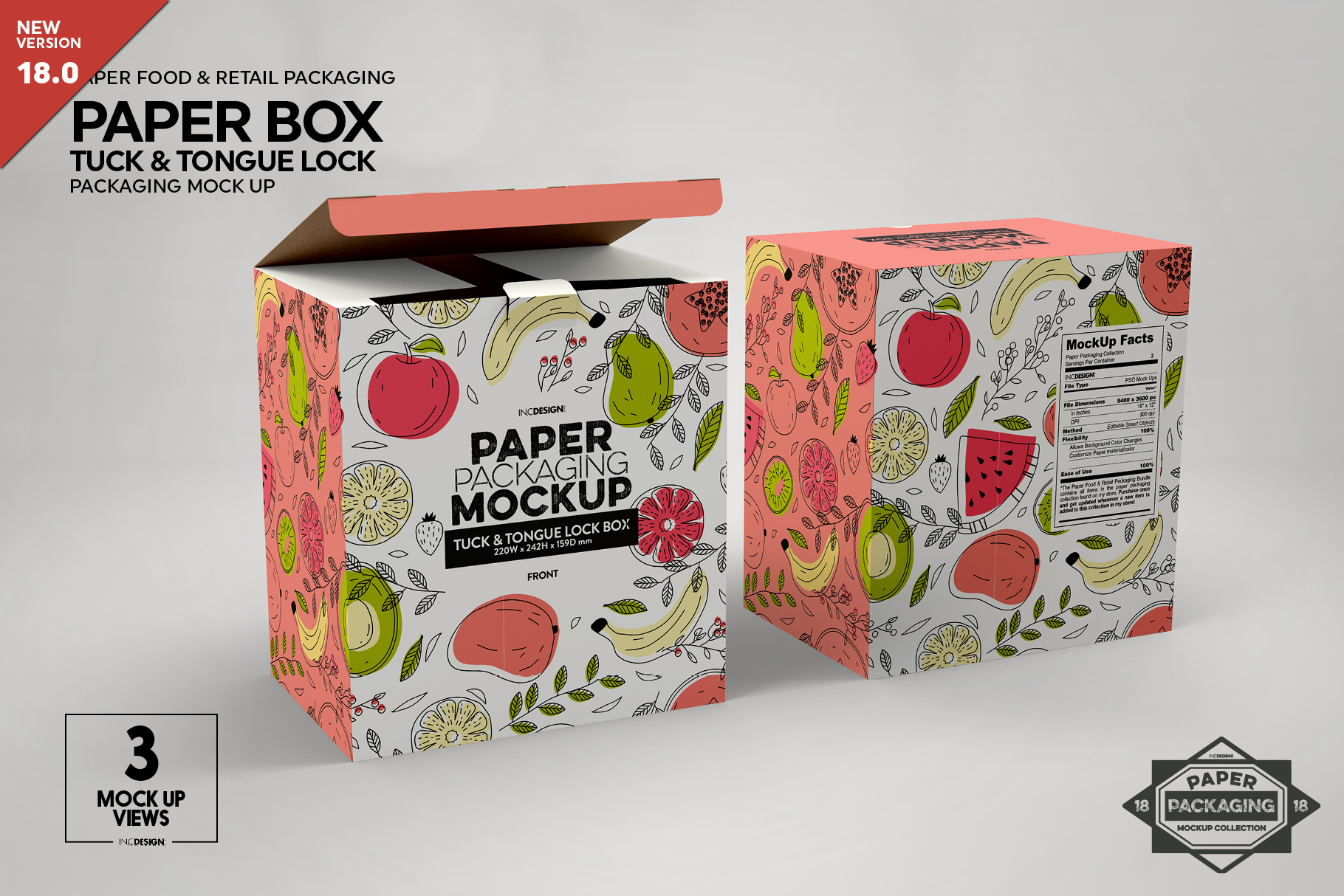 Paper Box Tuck & Tongue Lock Packaging Mockup