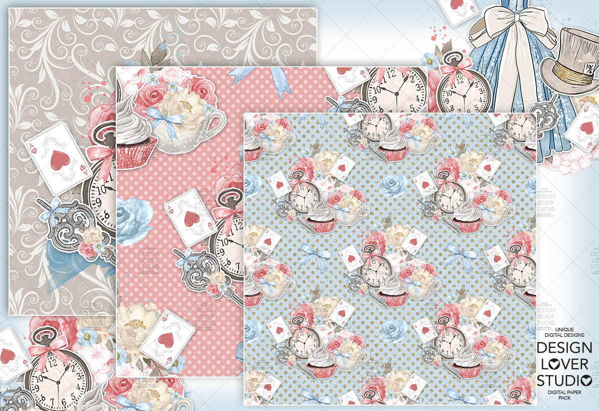 Alice in Wonderland digital paper