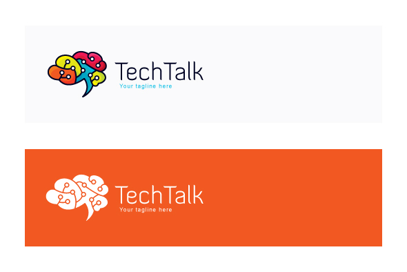 Tech Talk - Technical Brain Logo Design Template for Artific